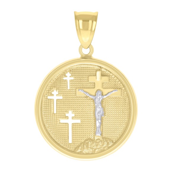 Jewelry | 1kt 10k Twotone Gold Mens Medallion Jesus Crucifix Cross ...